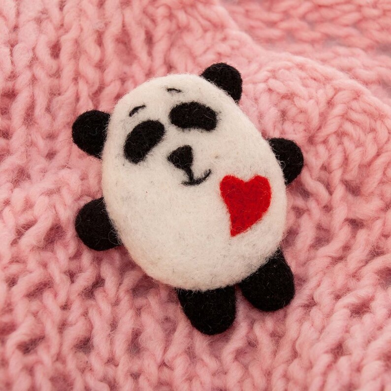 Panda Brooch Panda Pin Needle Felted Panda - Etsy