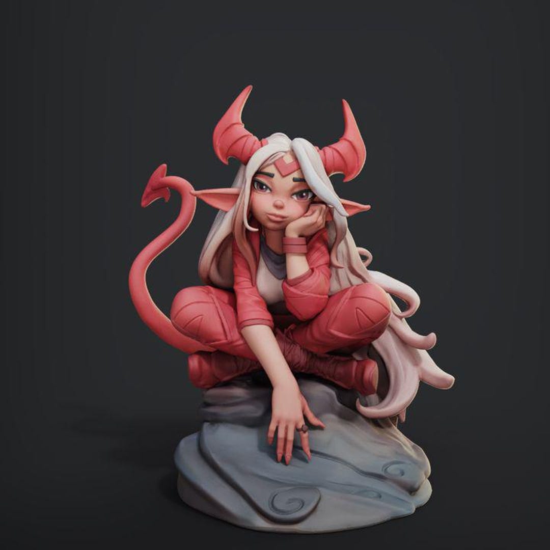 Demonia Demon Succubus Tiefling Girl Cute Kawaii Sculpture Miniature ...