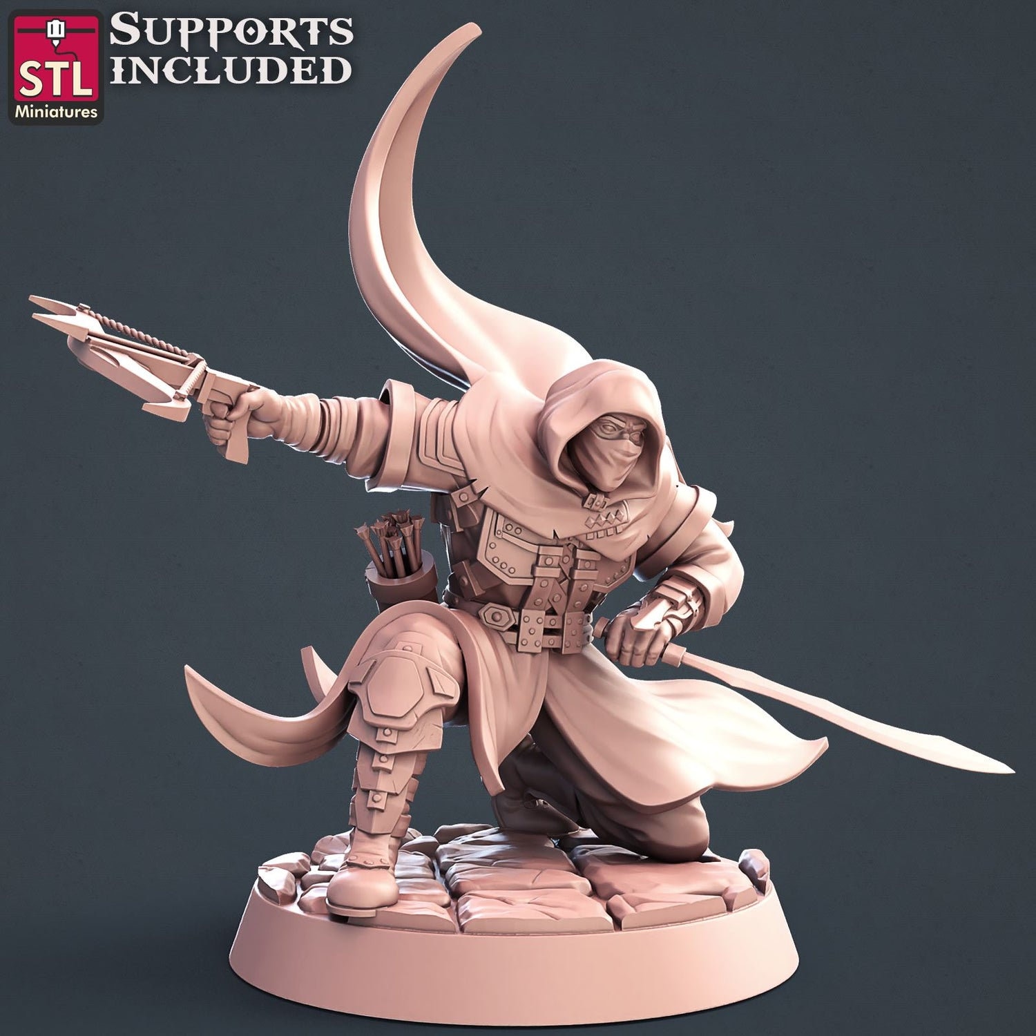 Male Human Elf Assassin Warrior Fighter Soldier Crossbow 28mm 32mm 75mm ...