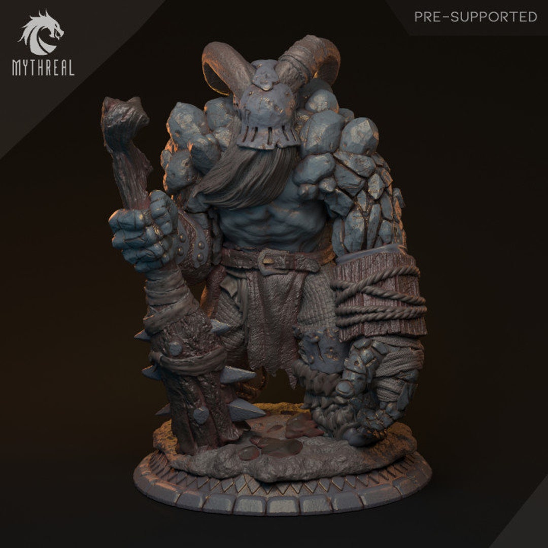 Stone Golem Guardian Warrior Fighter Creature Demon Helmet Horns ...