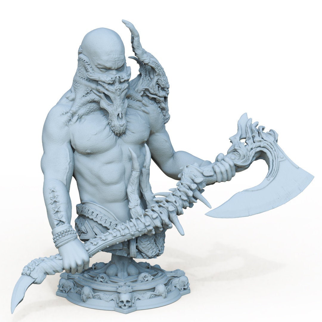 Male Demon Necromancer Bust Dark Fantasy Punk Gothic ∞ Resin Figure ∞ ...