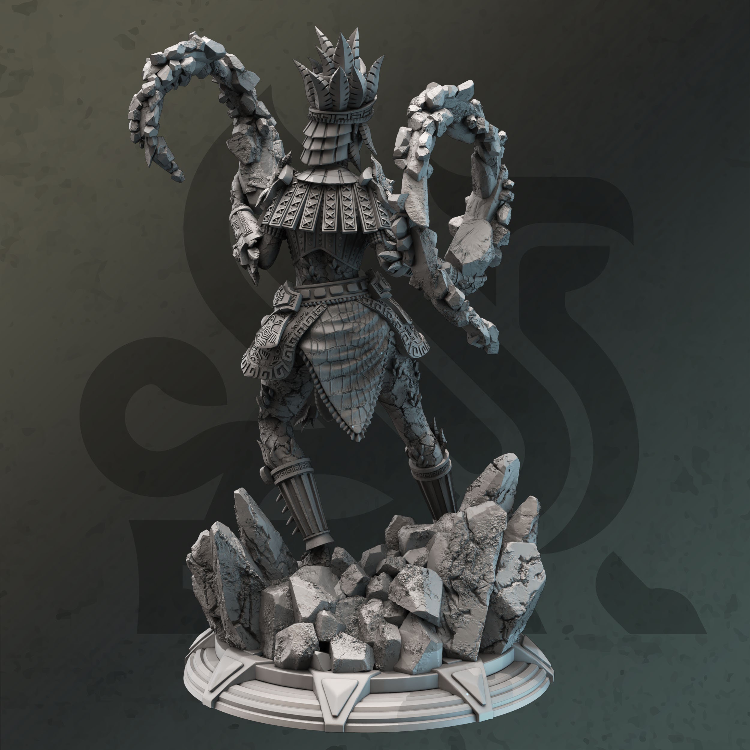 Female Elemental Avatar Earth Warrior Fighter Geomancer 28mm 32mm 75mm ...