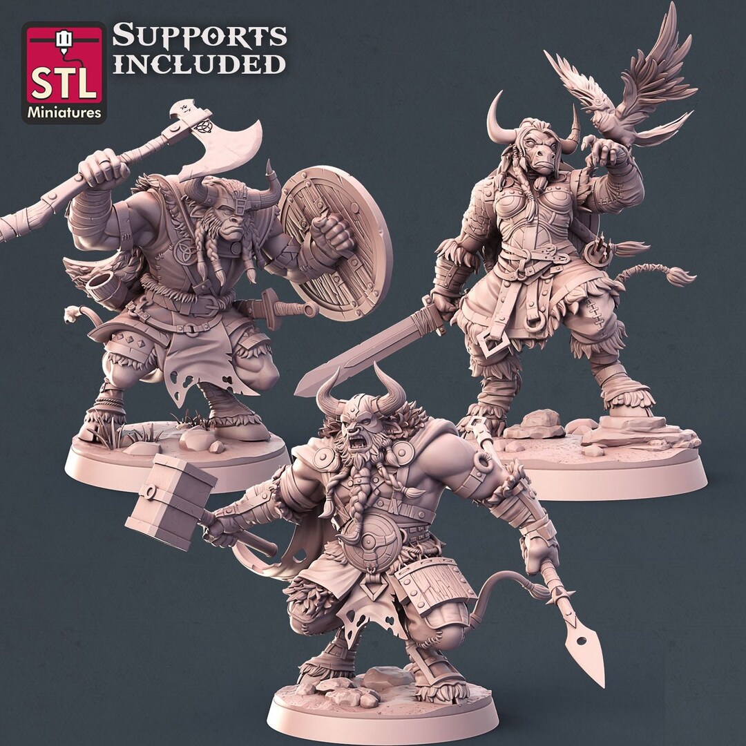 Minotaurs Set Vikings Warrior Fighter Tribal Beasts 28mm 32mm ∞tabletop ...