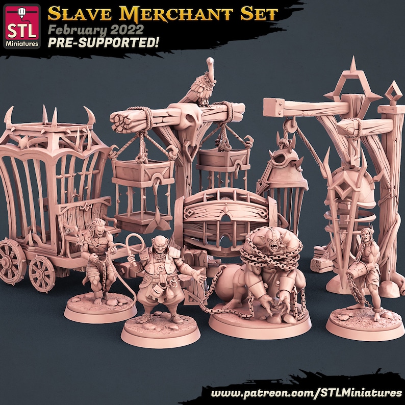 Slave Merchant Human Orc Cage Torture NPC 28mm 32mm tabletop Games D&D ...