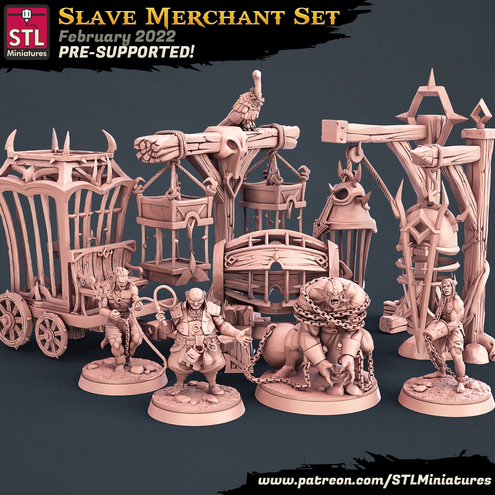 Slave Prisoner Orc Cage Torture Chain NPC 28mm 32mm tabletop Games D&D ...