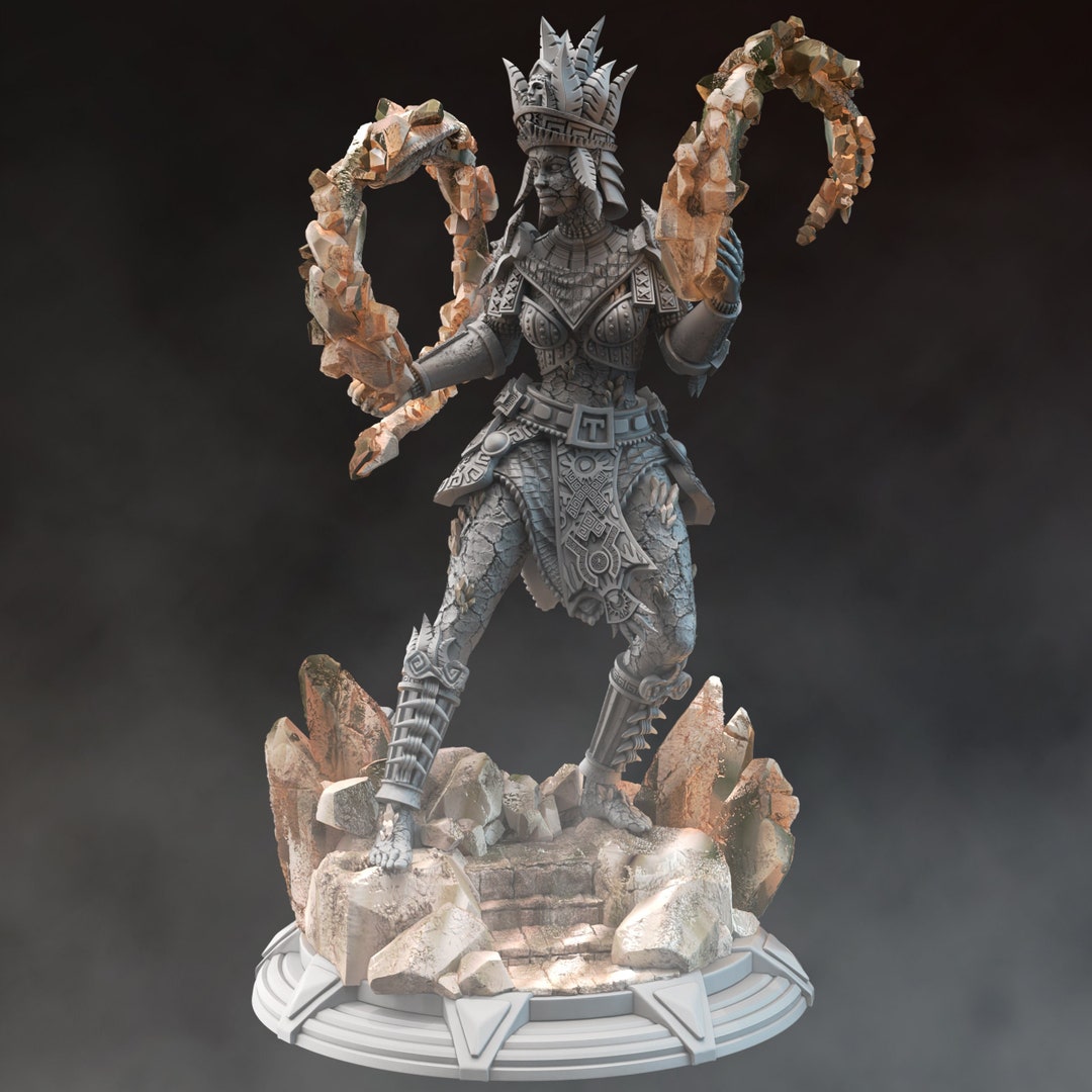 Female Elemental Avatar Earth Warrior Fighter Geomancer 28mm 32mm 75mm ...