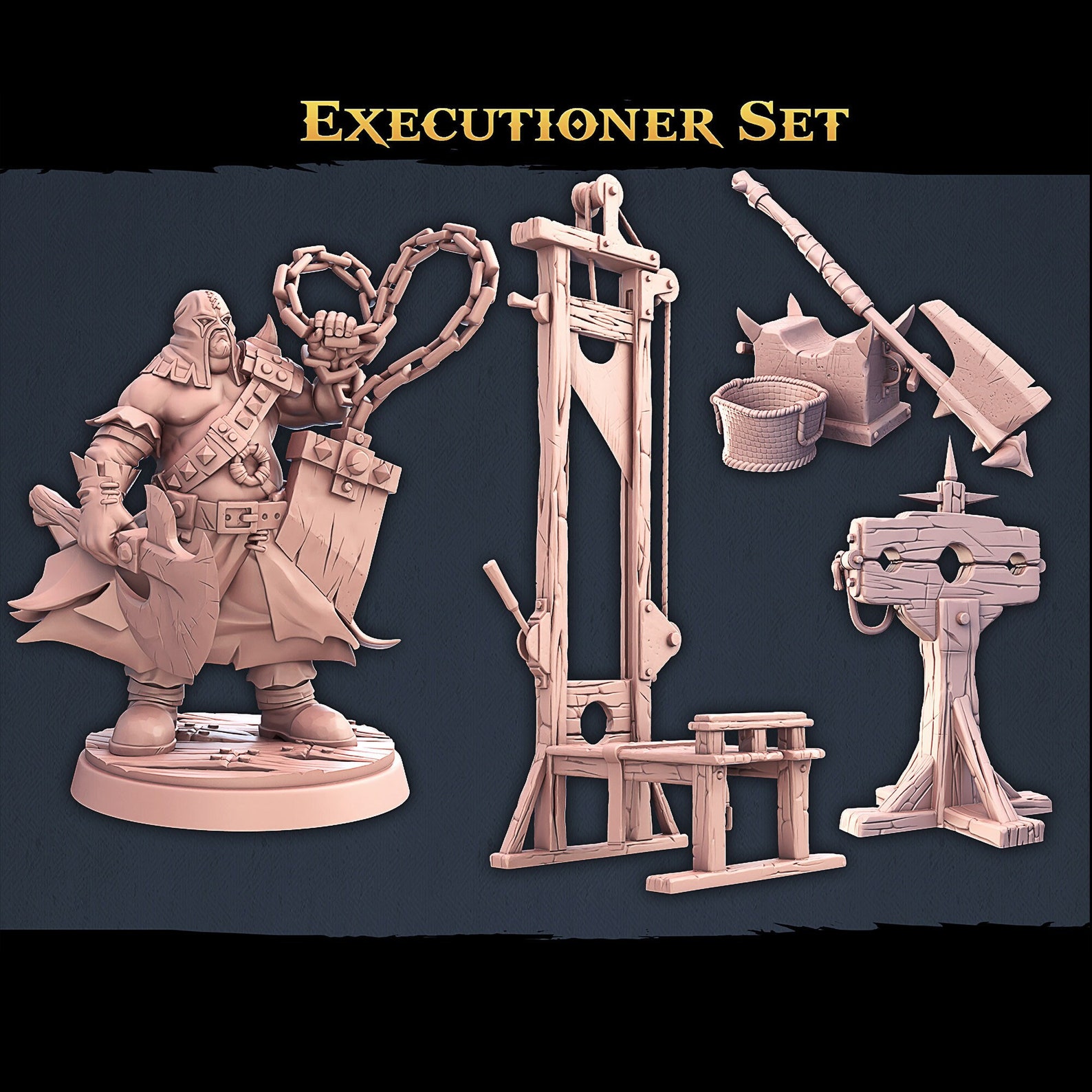Executioner Set Guillotine Stocks Decapitation Props Medieval 28mm 32mm ...
