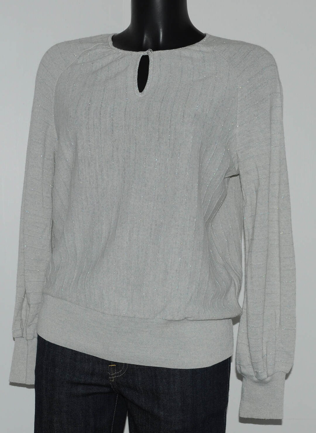 Vintage Grey Metallic Thread Sweater Size 38 FR - Etsy