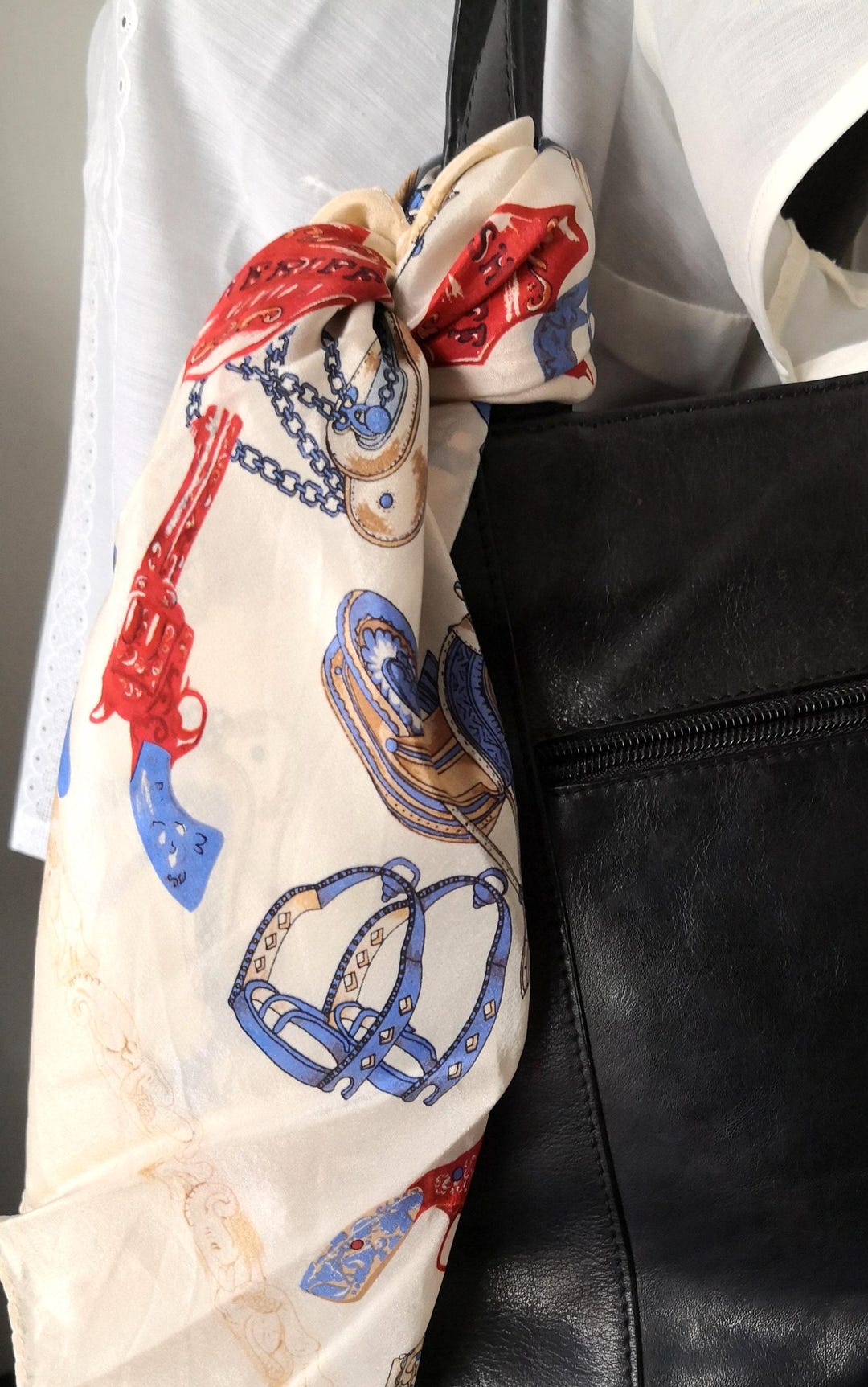 Vintage Multicolor Guns Sheriff Print Silk Scarf 53x55 Cm - Etsy