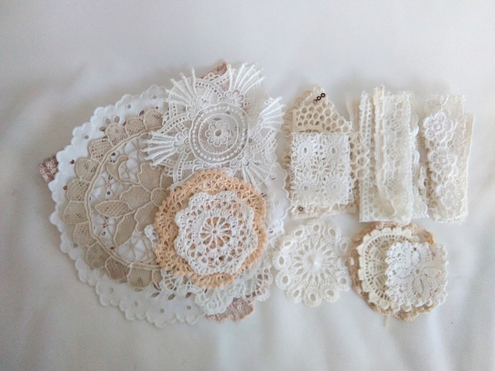 Lace Scraps, Slow Stitch, Cotton Fabric Scraps, Junk Journal Fabric ...