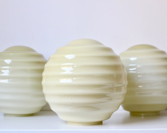 Vintage Pair of Art Deco Chandelier Glass Globes / Replacement Glass ...