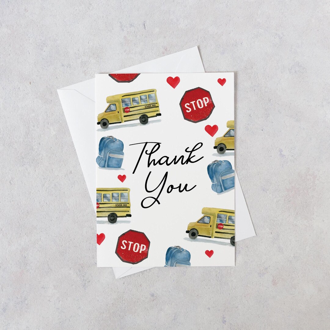 Bus Driver Appreciation Card, End of the Year School Card for Bus ...