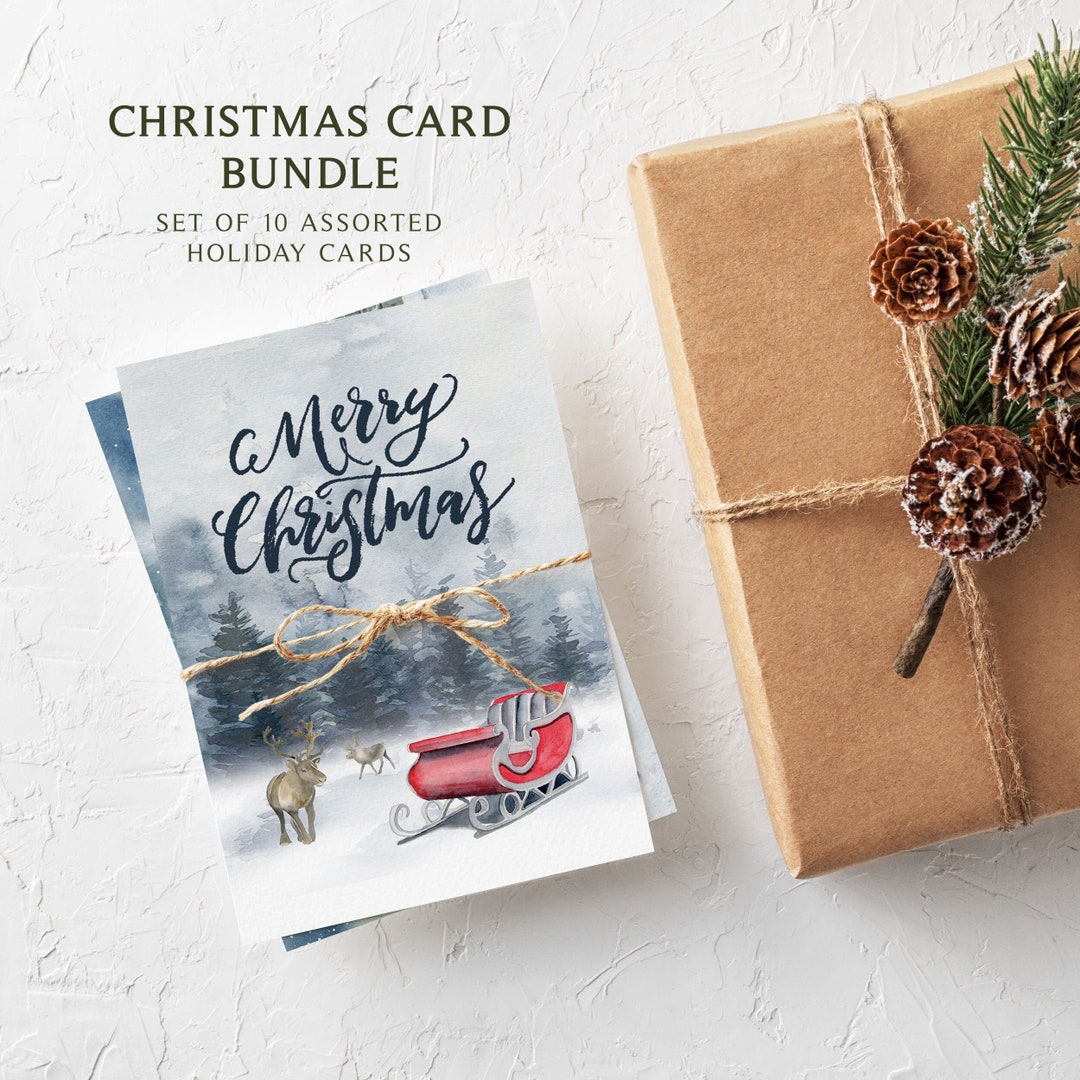 Christmas Card Set | Christmas Tree Card Set | Christmas Card Bundle ...