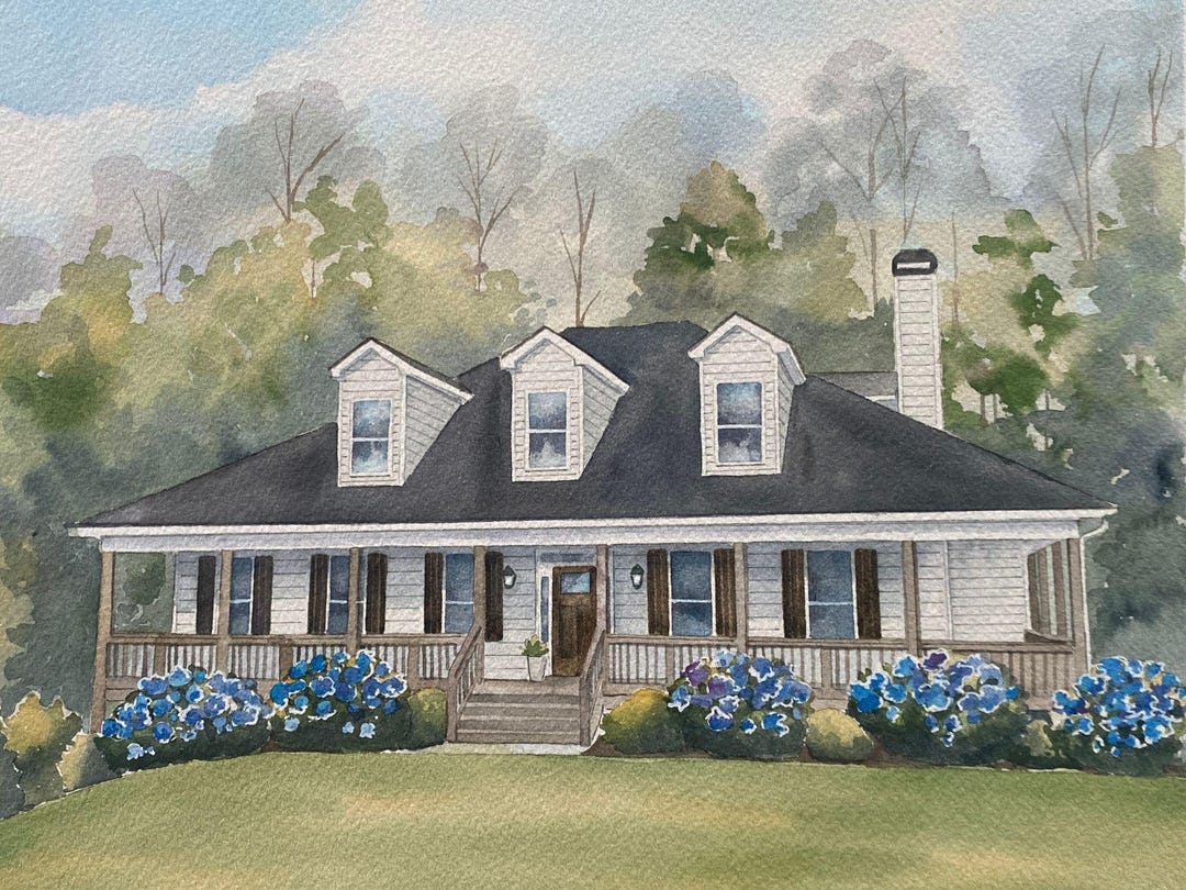 Custom Hand Painted Home Portrait, House Painting, Housewarming Gift ...