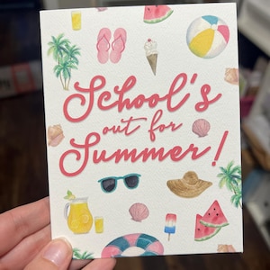 Teacher Appreciation Greeting Card, End of the Year School Summer Card ...