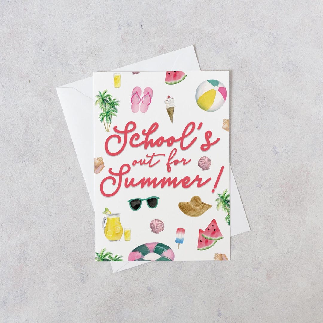 Teacher Appreciation Greeting Card, End of the Year School Summer Card ...