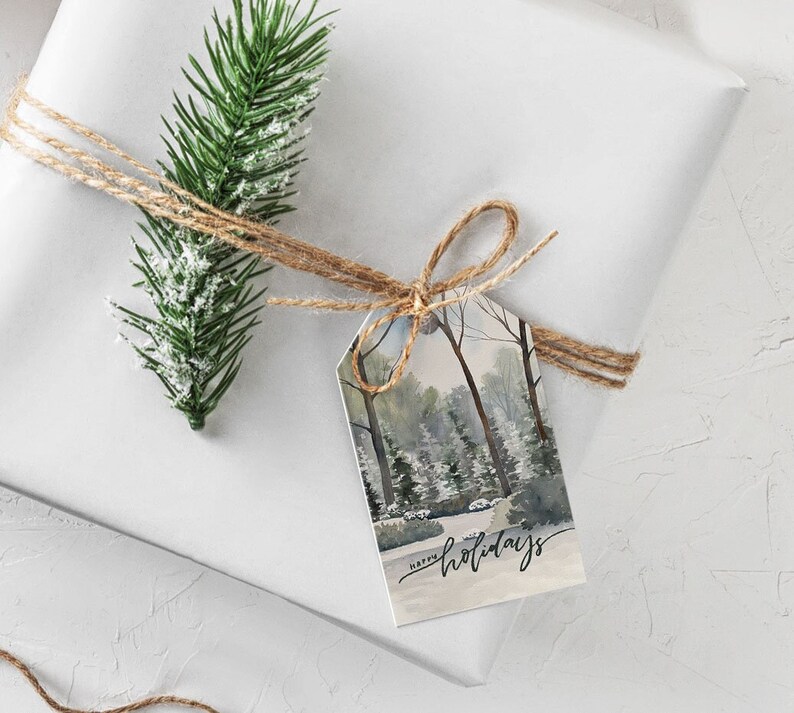 Watercolor Christmas Gift Tags | Holiday Presents, Set of 6 or 12 - Etsy