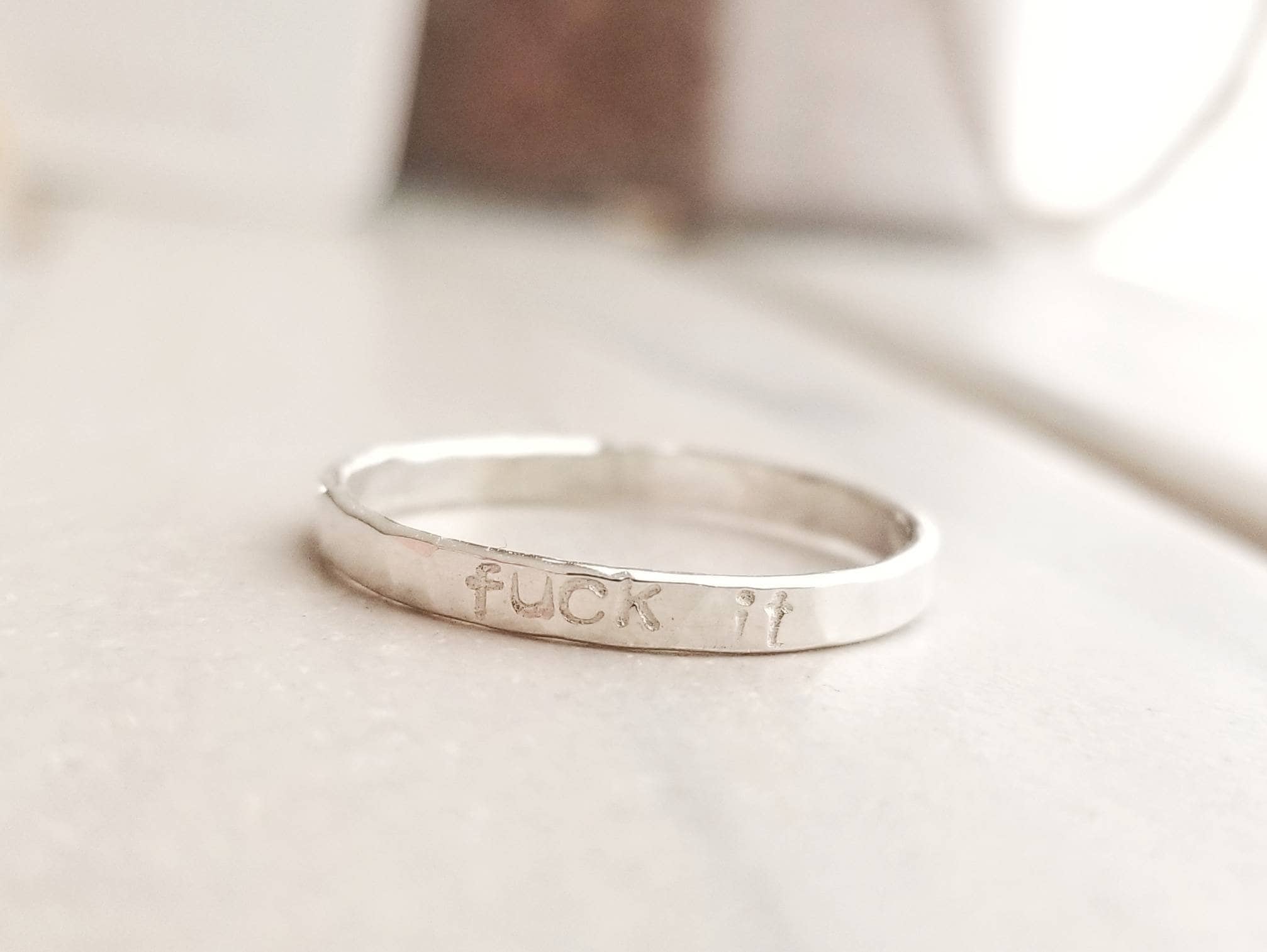 Sterling Silver Fuck it ring mature jewelry sweary jewelry - Etsy Nederland