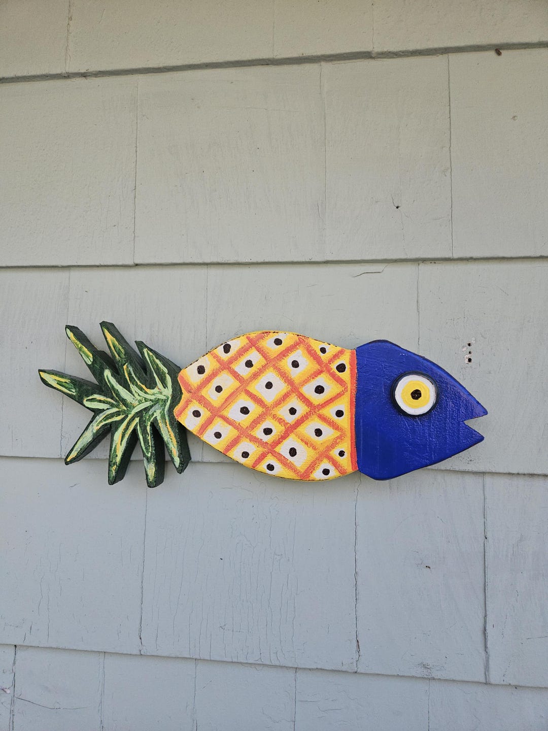 Wooden Pineapple Fish - Etsy