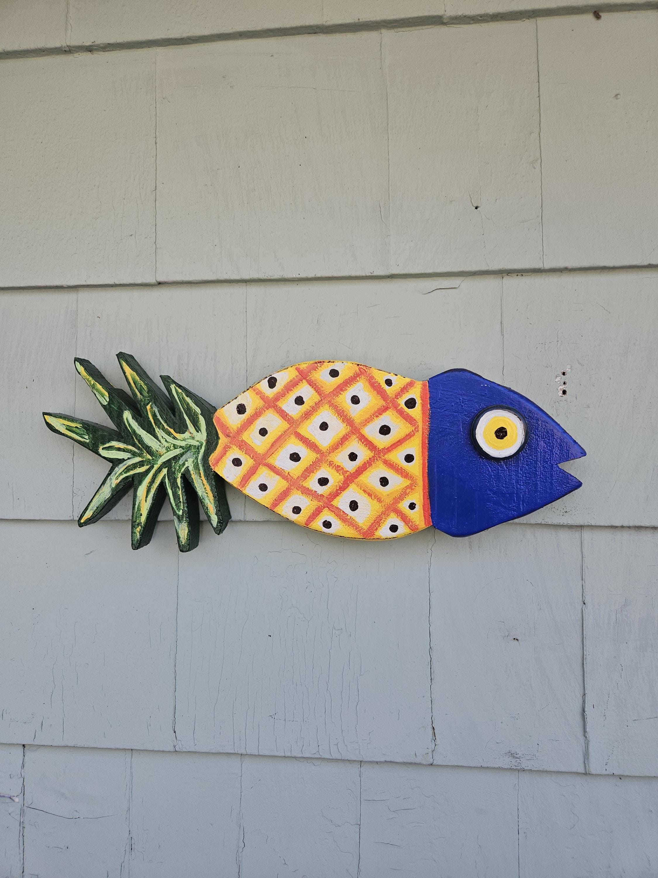 Wooden Pineapple Fish - Etsy