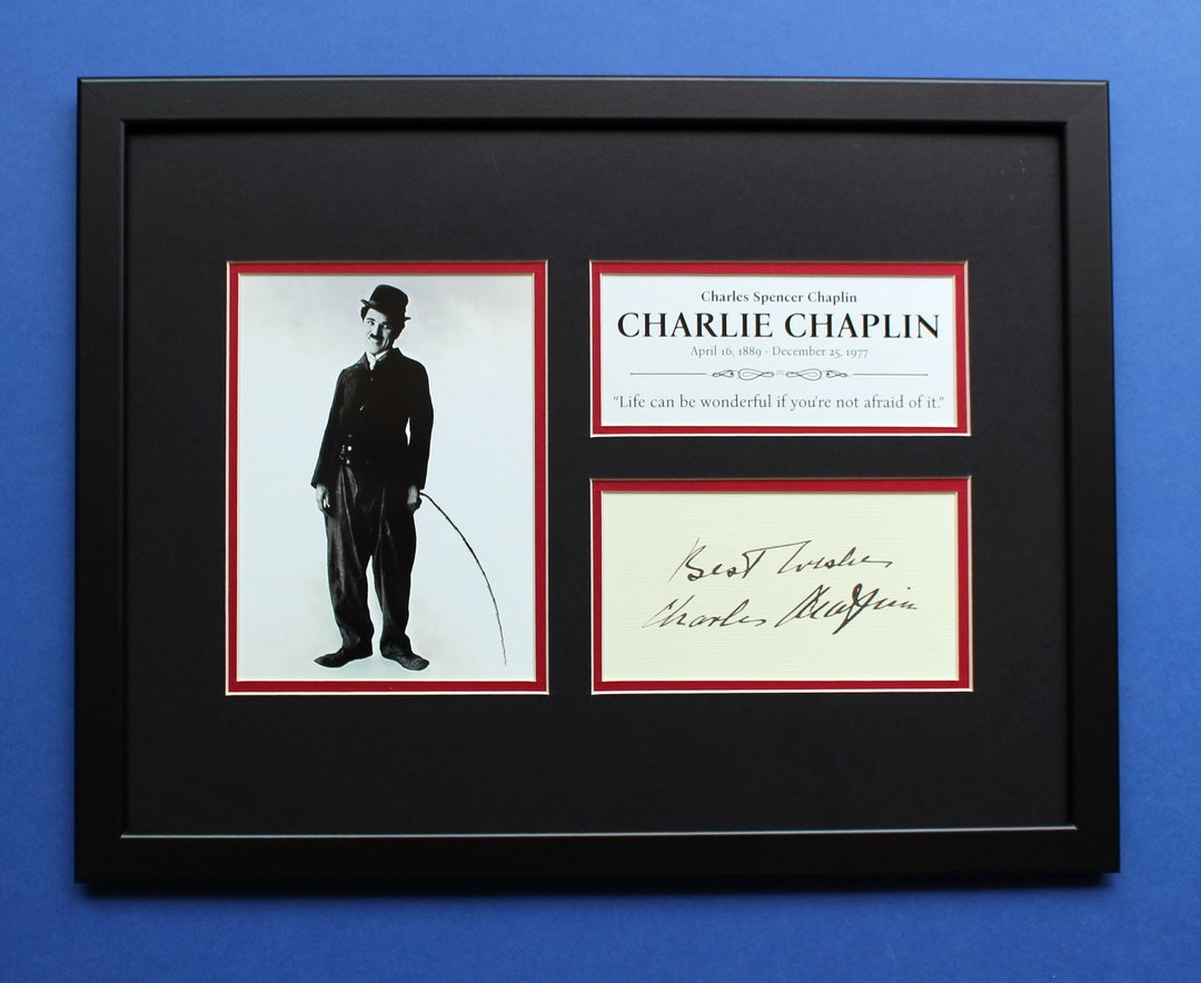 CHARLIE CHAPLIN AUTOGRAPH Framed Artistic Double Mat Display the Tramp ...