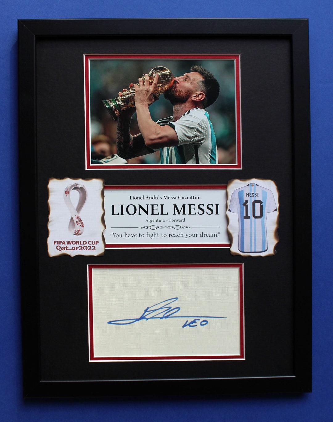 LIONEL MESSI AUTOGRAPH Framed Artistic Double Mat Display Football ...