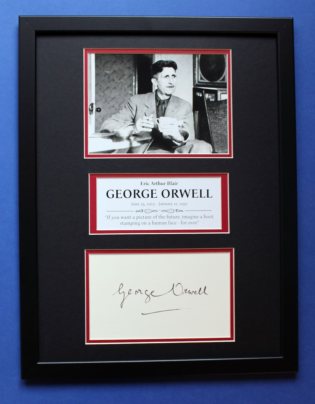 GEORGE ORWELL AUTOGRAPH Framed Artistic Double Mat Display 1984 Big ...
