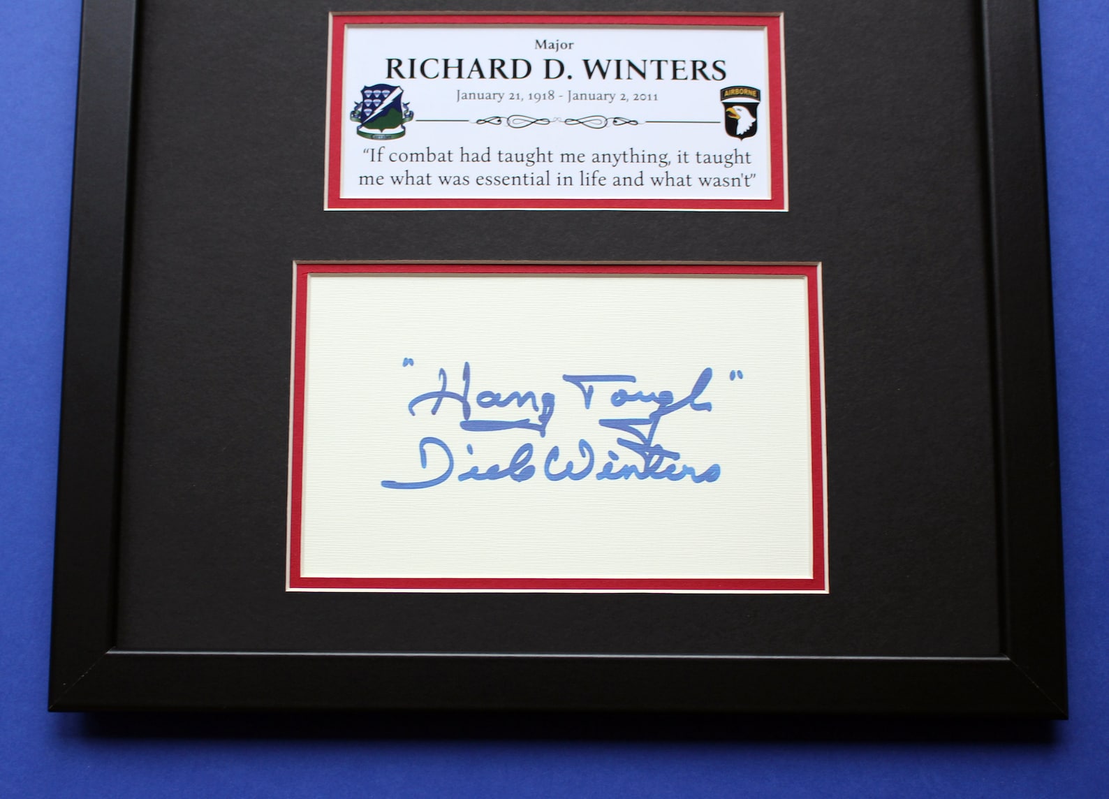 RICHARD D. WINTERS AUTOGRAPH Framed Artistic Display Band of Brothers ...