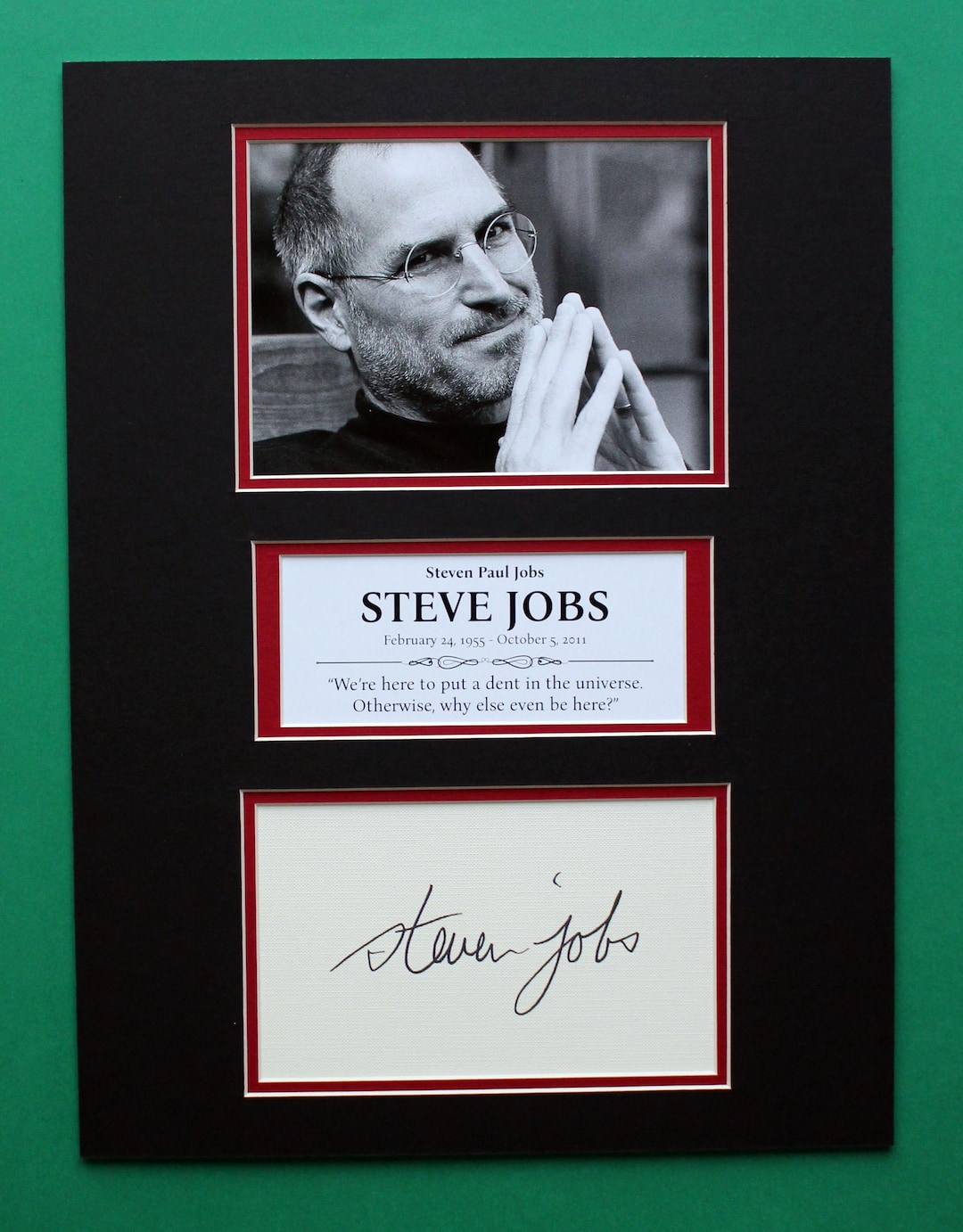STEVE JOBS Artistic Display With Replica Autograph Think Different - Etsy