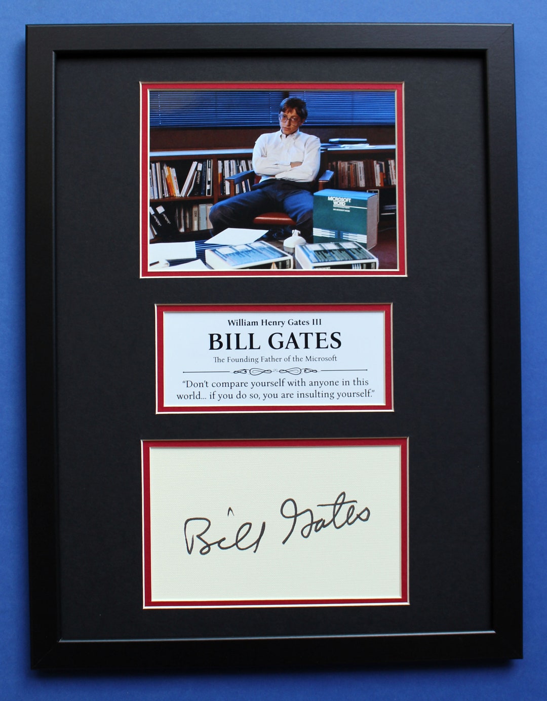 Bill Gates AUTOGRAPH DISPLAY CASE Unique Artwork Microsoft - Etsy