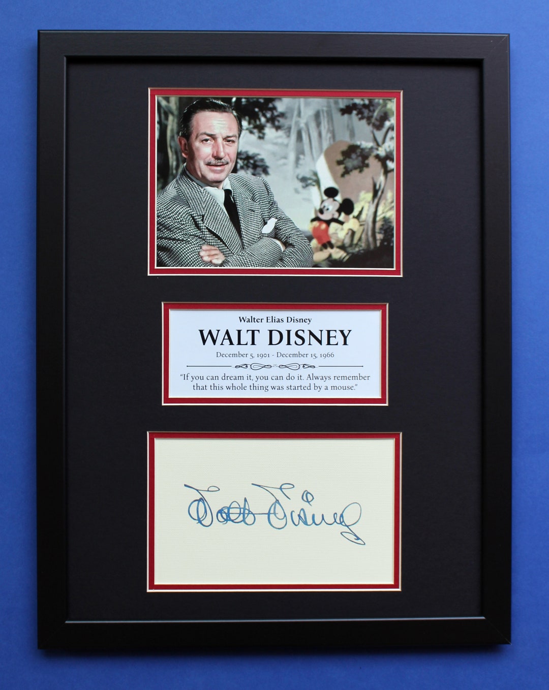 WALT DISNEY AUTOGRAPH Framed Display Minnie & Mickey Mouse - Etsy