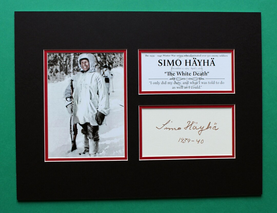 Simo Hayha AUTOGRAPH DISPLAY Unique Artwork Winter War 1939-40 Sniper ...
