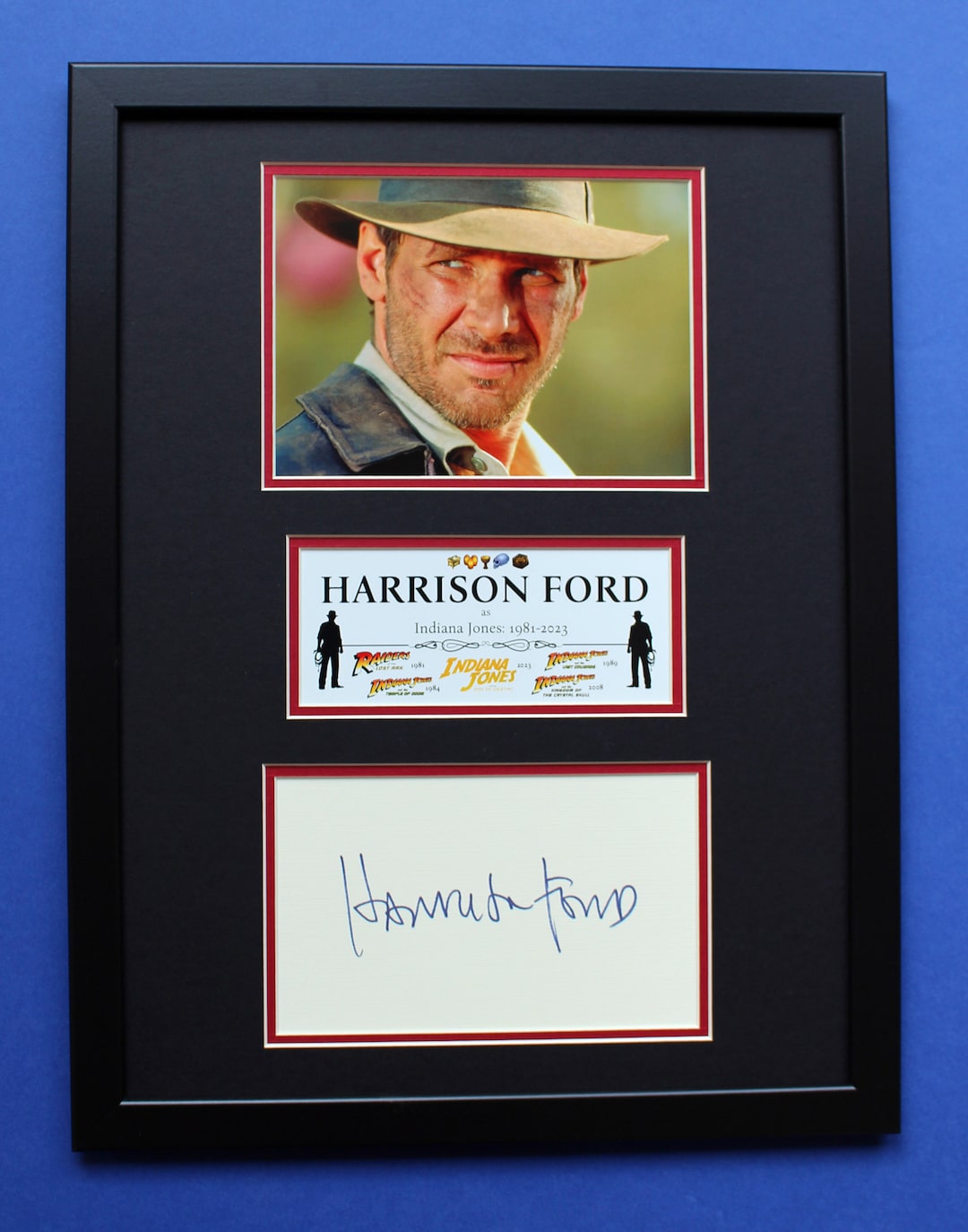HARRISON FORD AUTOGRAPH Framed Artistic Display Indiana Jones Tribute ...