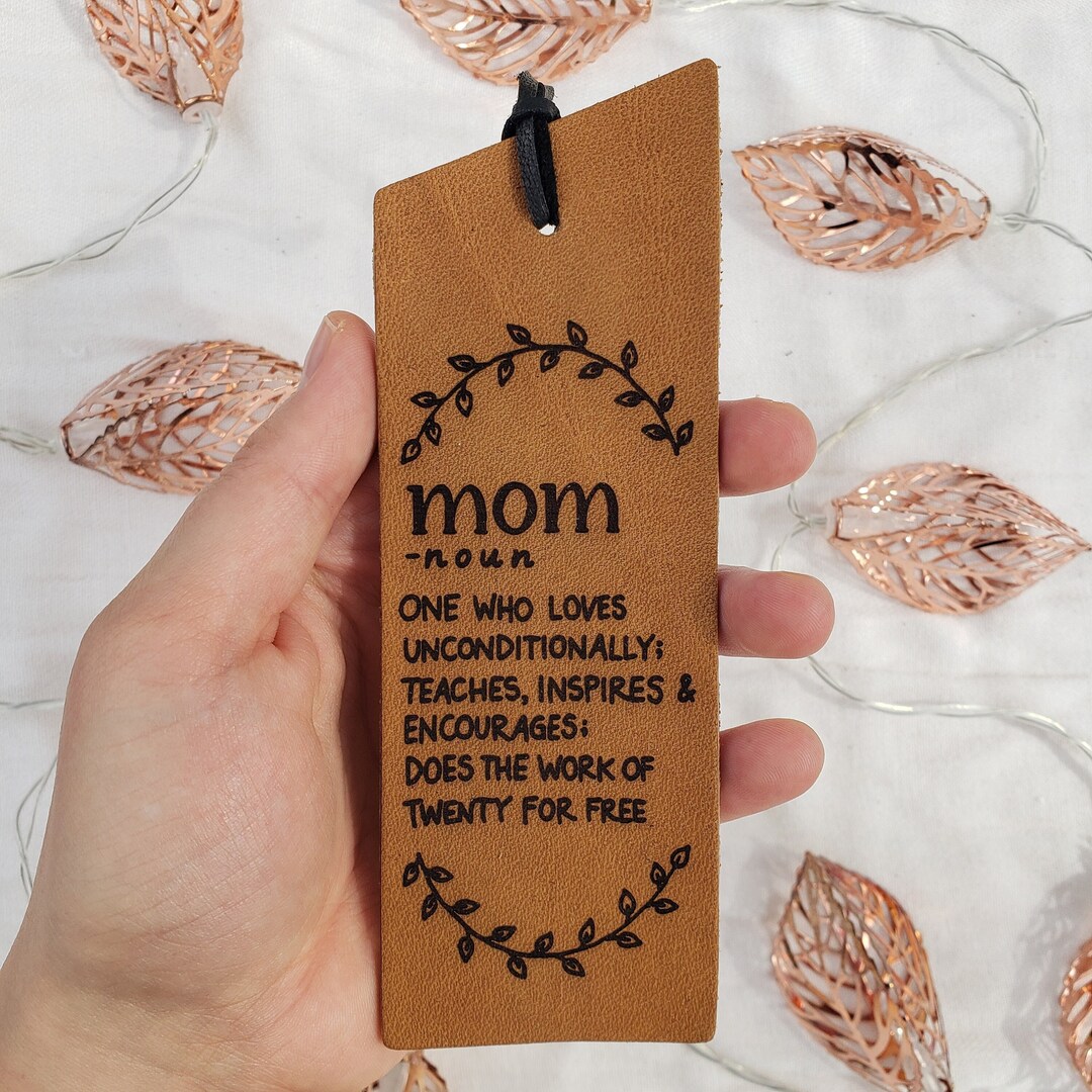 Engraved Leather Bookmark Mom Personalized Bookmark Gift - Etsy