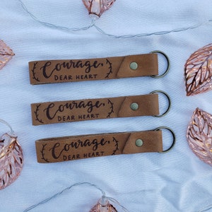 Leather Burned Key Fob || Courage, Dear Heart || Chronicles of Narnia ...