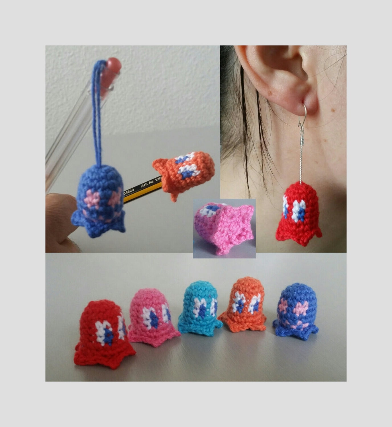 Crochet Pattern: Miniature Amigurumi Ghosts From Pac-man - Etsy