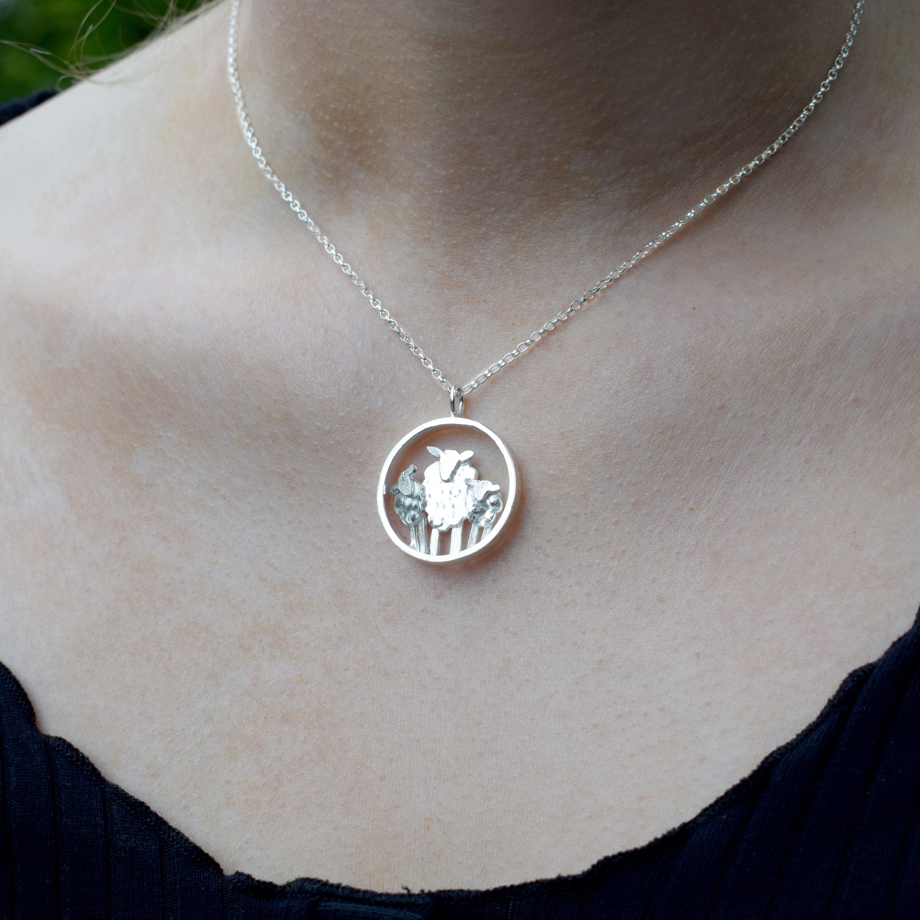 3 Silver Sheep Necklace Flack of Sheep Pendant Silver Sheep - Etsy