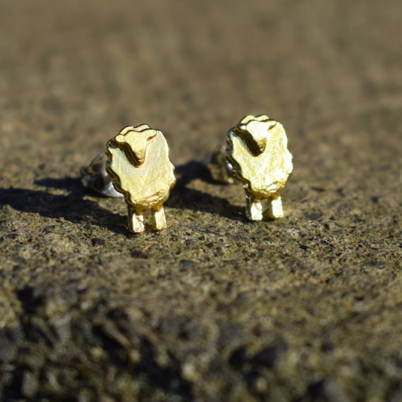 Gold Sheep Stud Earrings: Quality Sheep Gift for Her Gold - Etsy UK