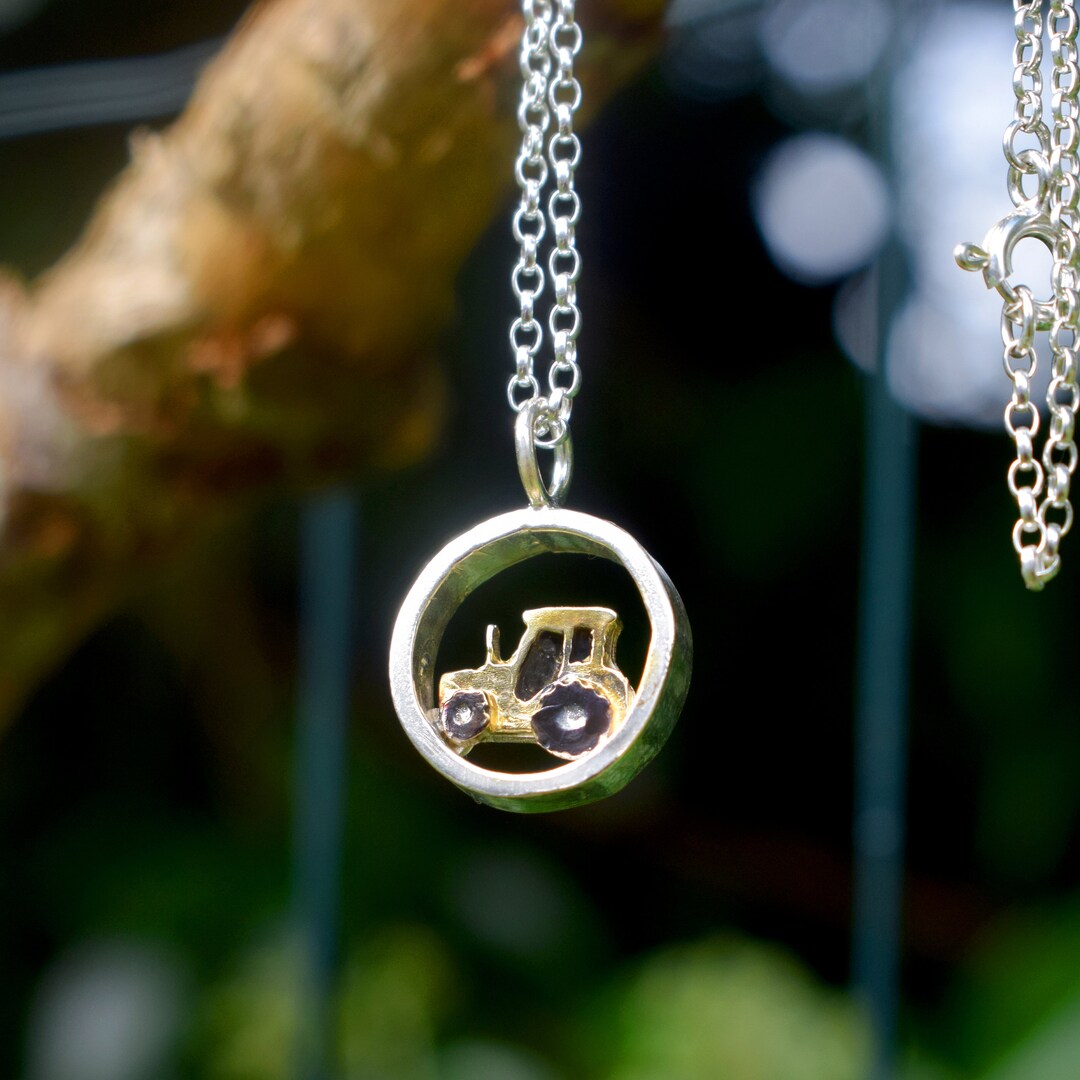 Gold Tractor Necklace: Sterling Silver Farm Jewelry Gift - Etsy