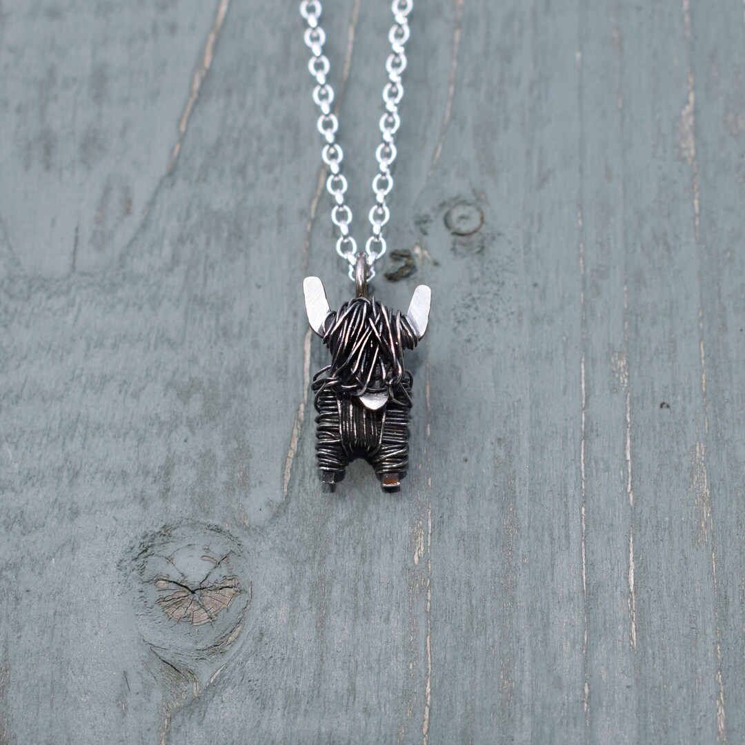 Black Highland Cow Necklace, Highland Cow Necklace, Highland Cow ...