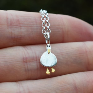 Handmade Silver Duck Necklace: Gold Accents, Bird Pendant - Etsy