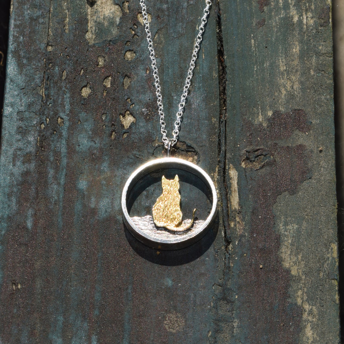 Gold & Silver Cat Necklace Gold Cat Jewellery Gold Cat | Etsy