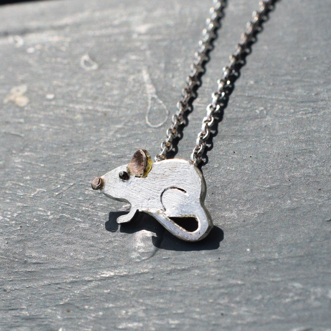 Silver Mouse Necklace, Mouse Pendant, Mouse Gift for Woman, Mouse ...