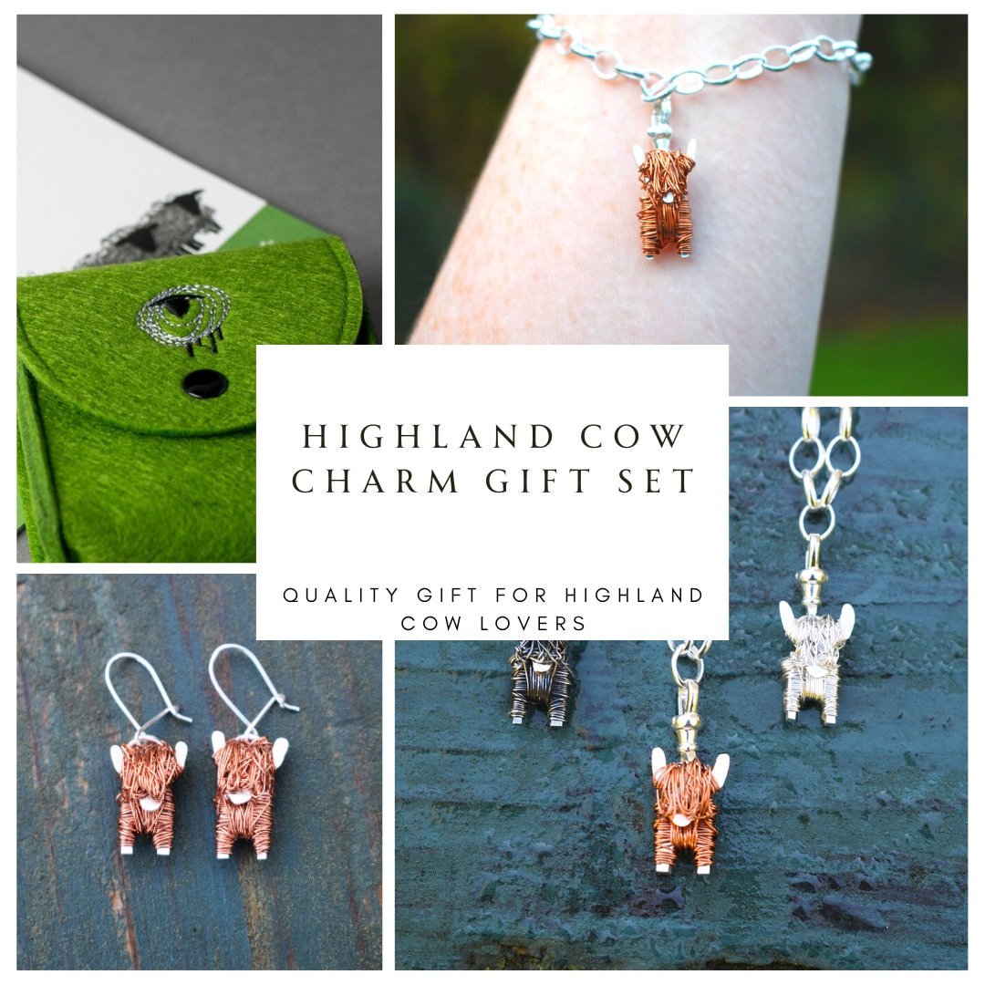 Highland Cow Jewellery Gift Set Bracelet and Earrings Set Farm Gift Cow ...