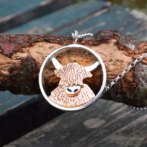 Rose Gold Highland Cow Necklace, Rose Gold Cow, Rose Gold Animal ...