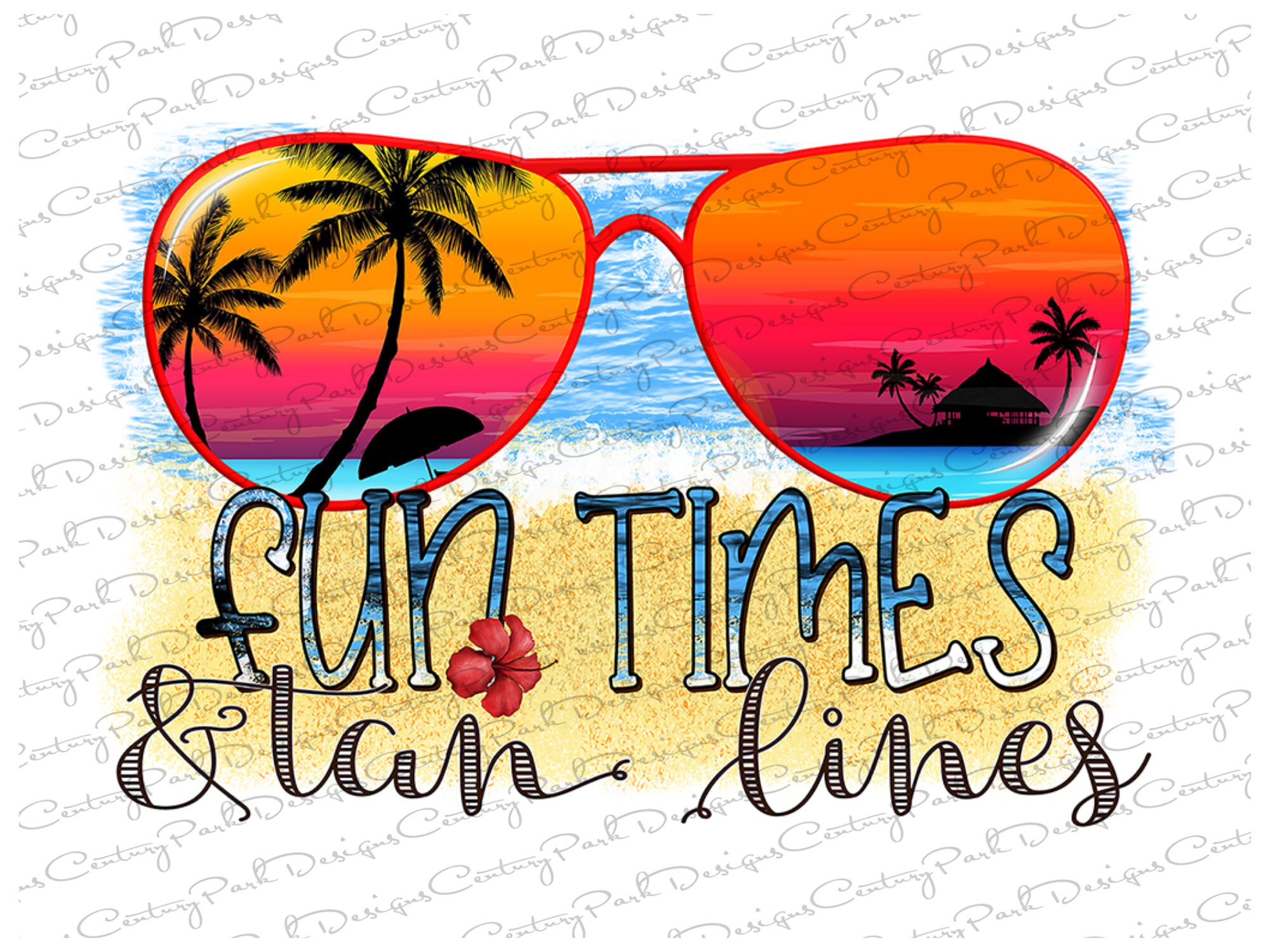Fun Times Tan Lines Sublimation Transfer Heat Press Design Image