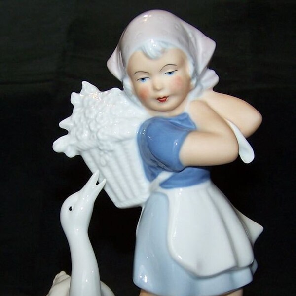Porcelain Girl With Flower Basket Figurine - Etsy
