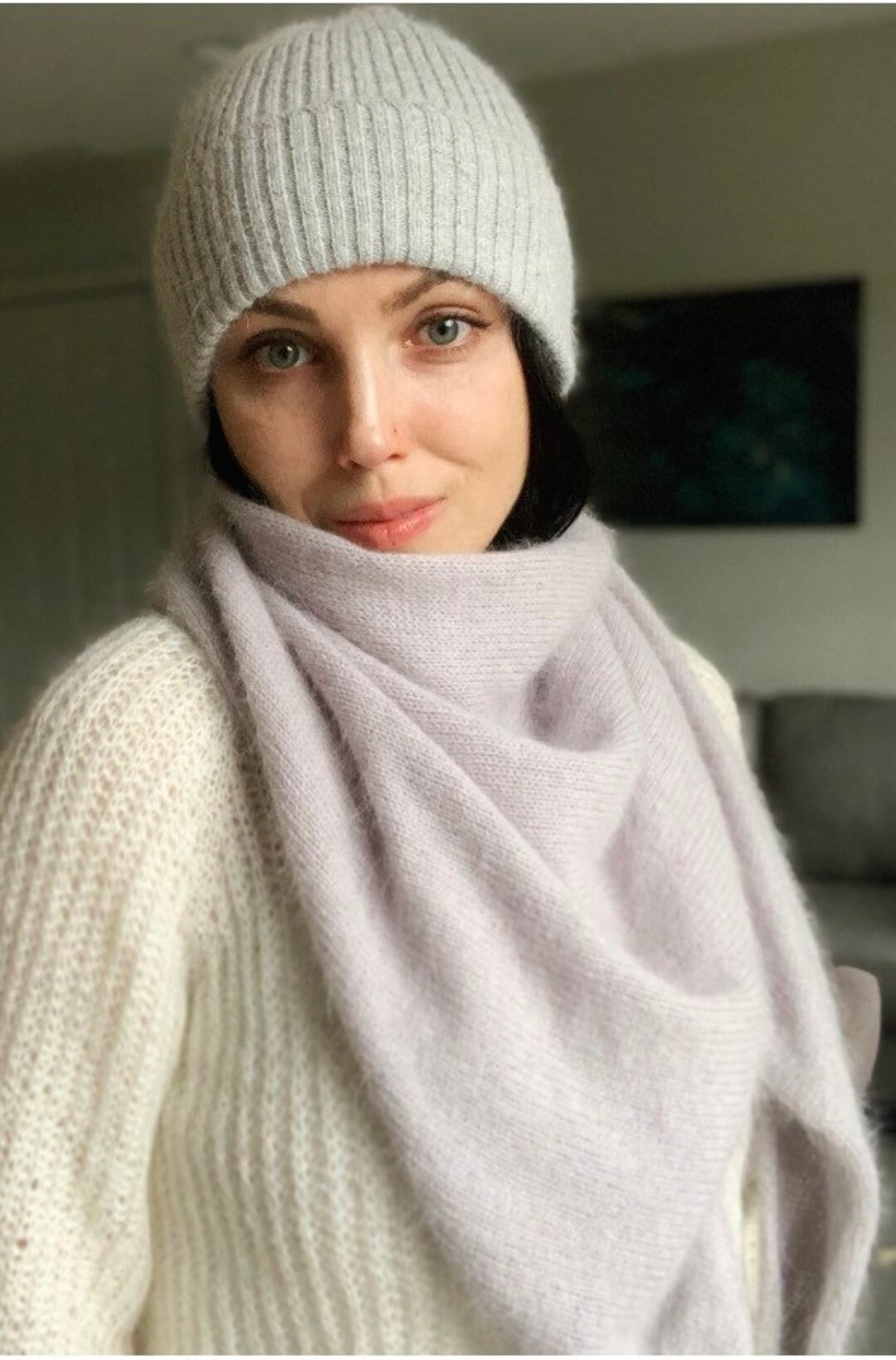 Beautiful Shawl Made of Angora, Angora Neck Wrap , Warm and Soft Shawl ...