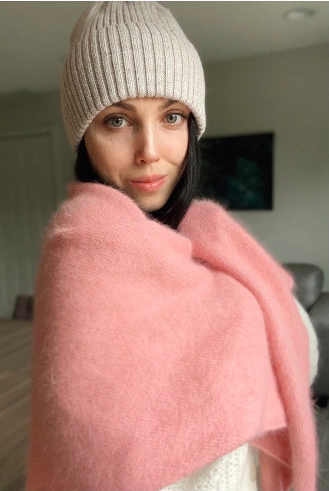 Angora Shawl Soft and Warm Neck Wrap ,scarf Made of Soft and Fuzzy ...