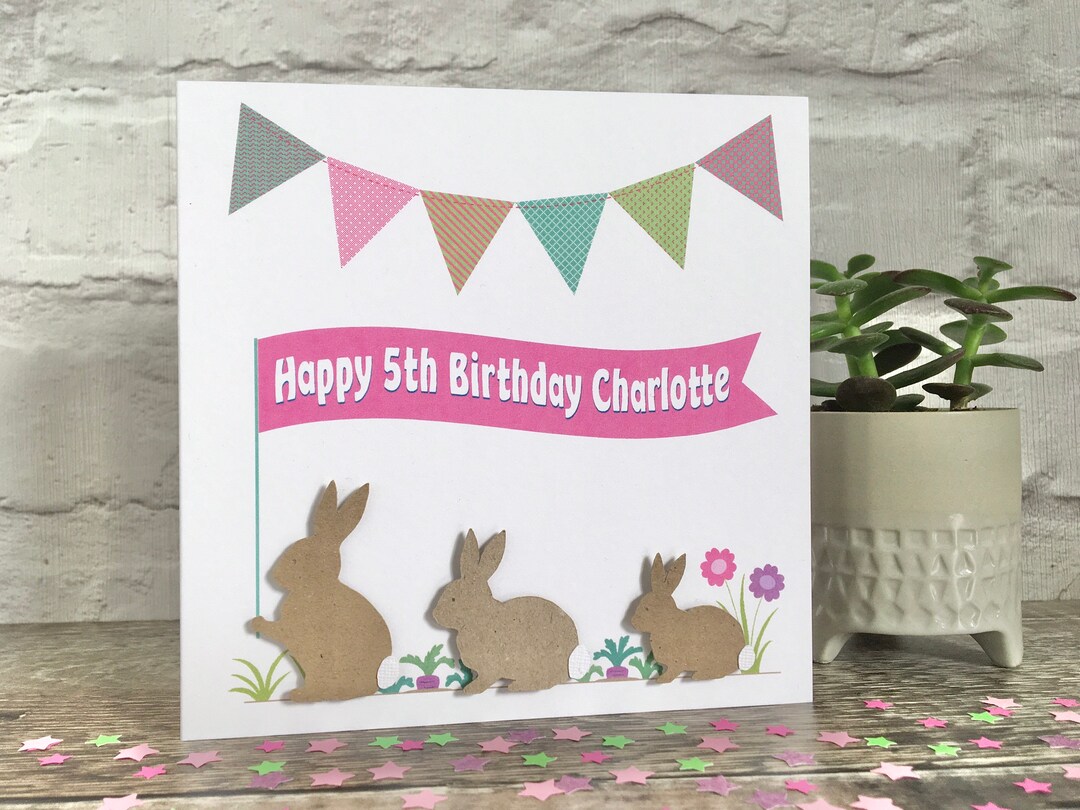 Bunny Rabbit Birthday Card Personalised Bunnies & Vegetable - Etsy